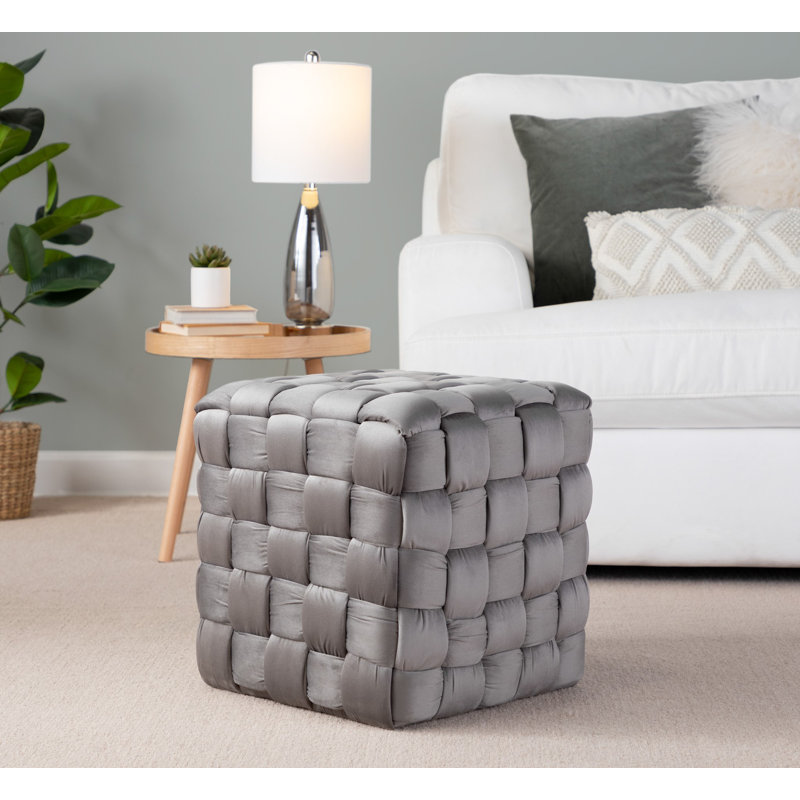 Everly Quinn 16.5" Wide Velvet Square Pouf Ottoman & Reviews | Wayfair